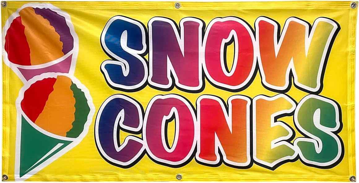 Amazon.com: 4 Less Co 2x4 Feet SNOW CONES Banner Sign bgb Polyester ...
