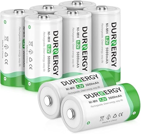 Amazon.com: DURNERGY Rechargeable C Batteries 8 Pack, NiMH C Cell ...