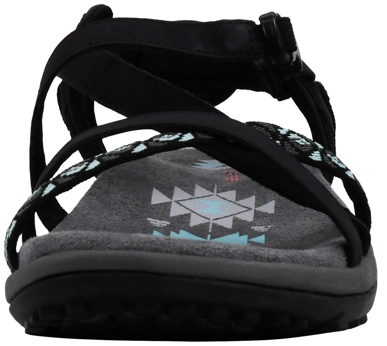 Snapklik.com : Womens Reggae Vacay Black/Aqua Sandal 8 M US