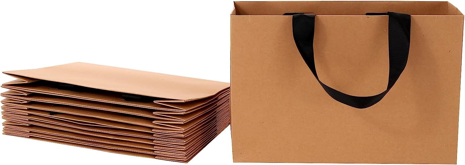 REDDOTGIFT® 10-Pack Plain Kraft Gift Bags Shopping Bag Party Favor Bags ...
