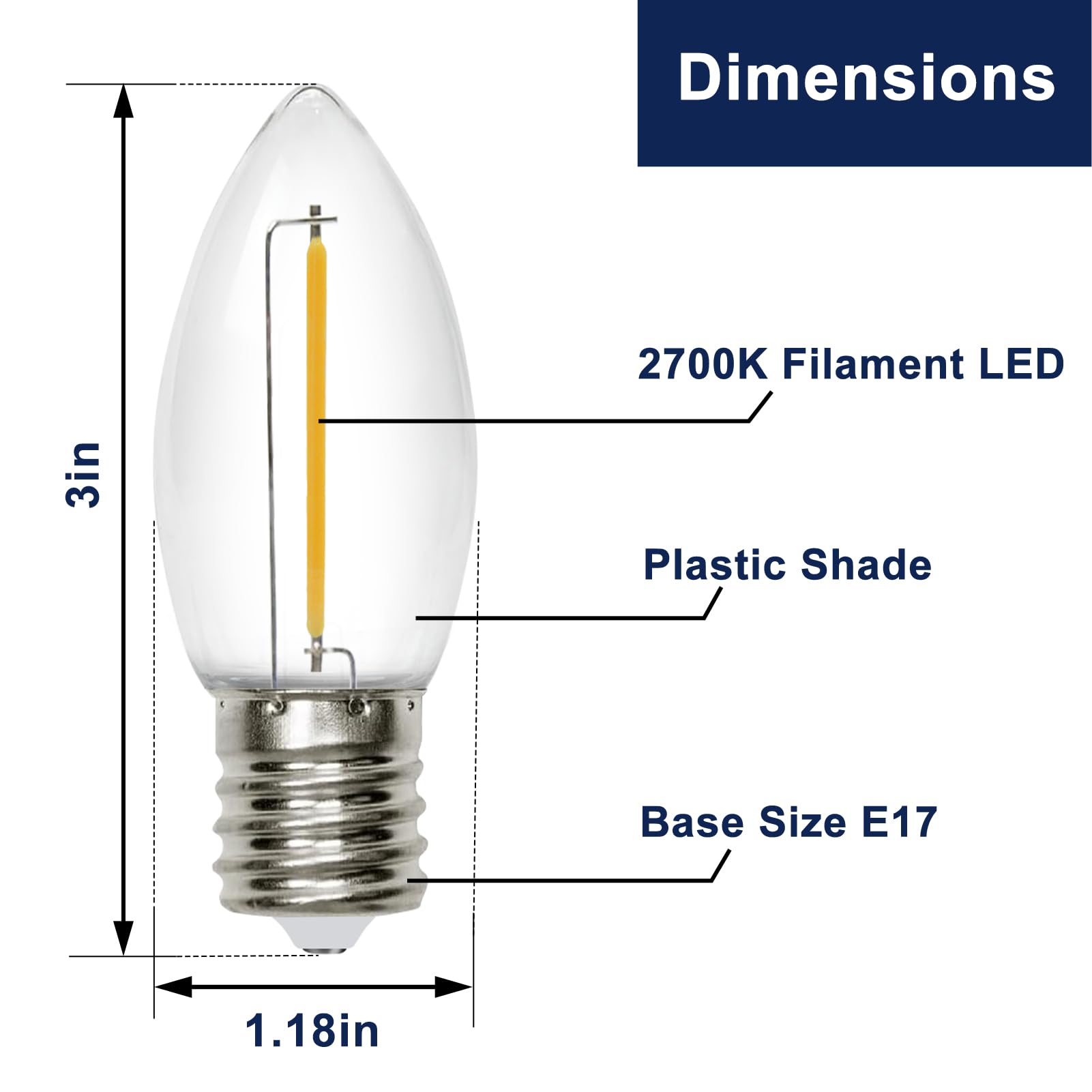 Snapklik.com : Echosari 25 Pack C9 Replacement LED Light Bulbs, E17 ...