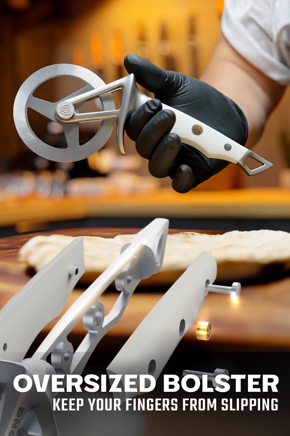 Snapklik.com : Pizza Wheel Cutter - White G10 Handle - The Orbit Razor ...