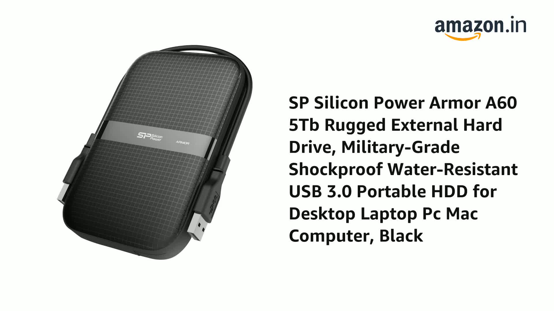 Watch SP Silicon Power Armor A60 5Tb Rugged External Hard Drive ...