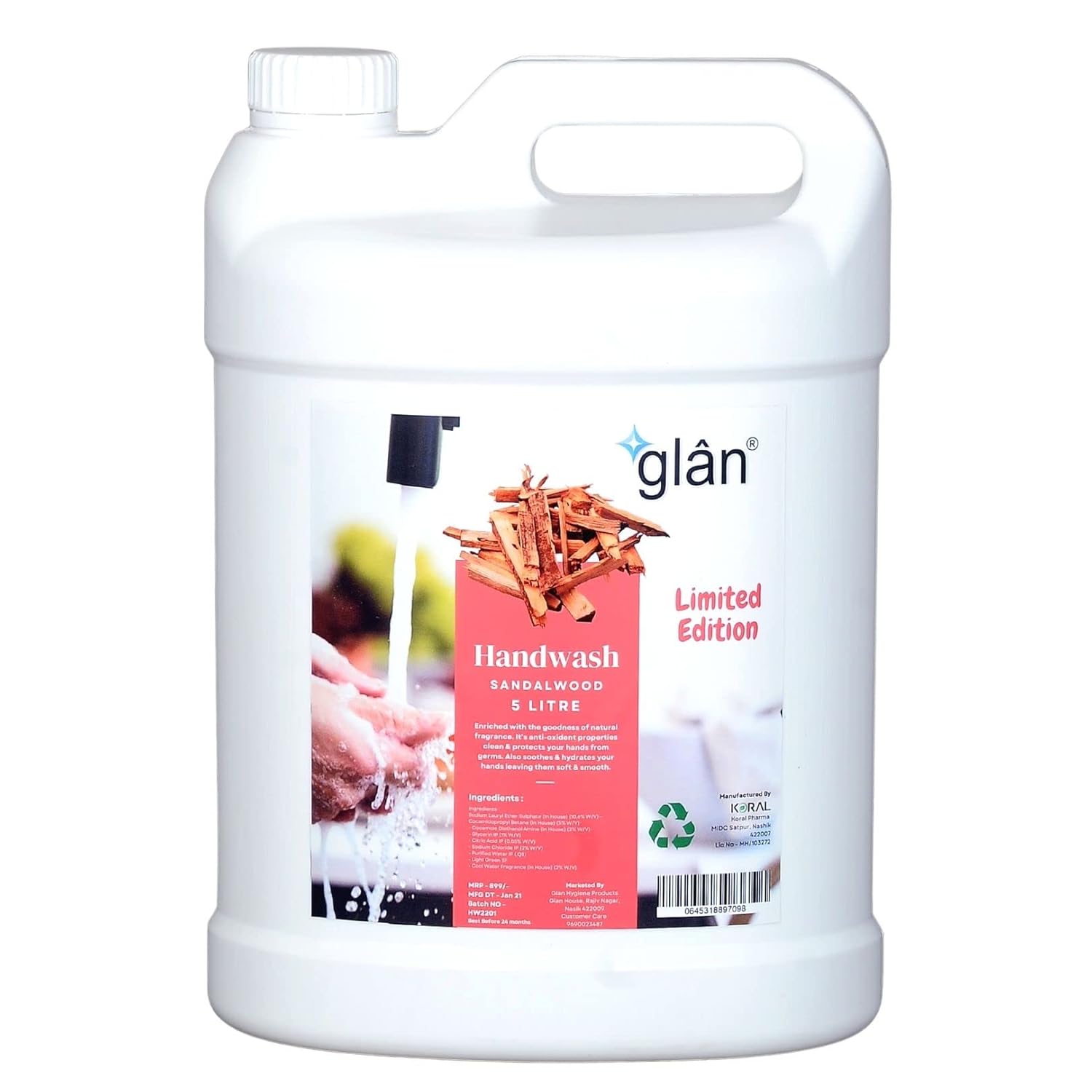 Glan Foam Hand Wash 5000ml - Liquid Hand Wash/Natural Germ Protection ...
