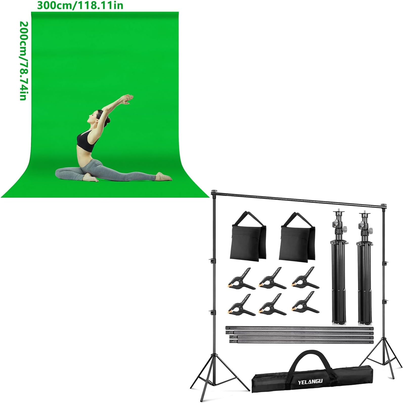 Amazon.com : YELANGU Photography Backdrop Stand and Green Screen Cloth ...