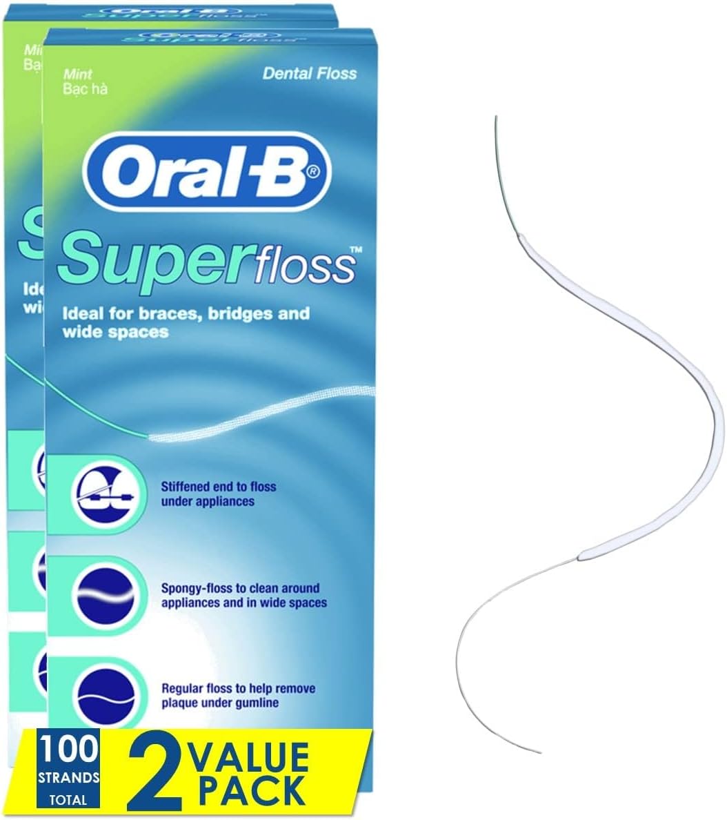 Amazon.com : Oral-B Dental Floss for Braces, Super Floss Pre-Cut ...