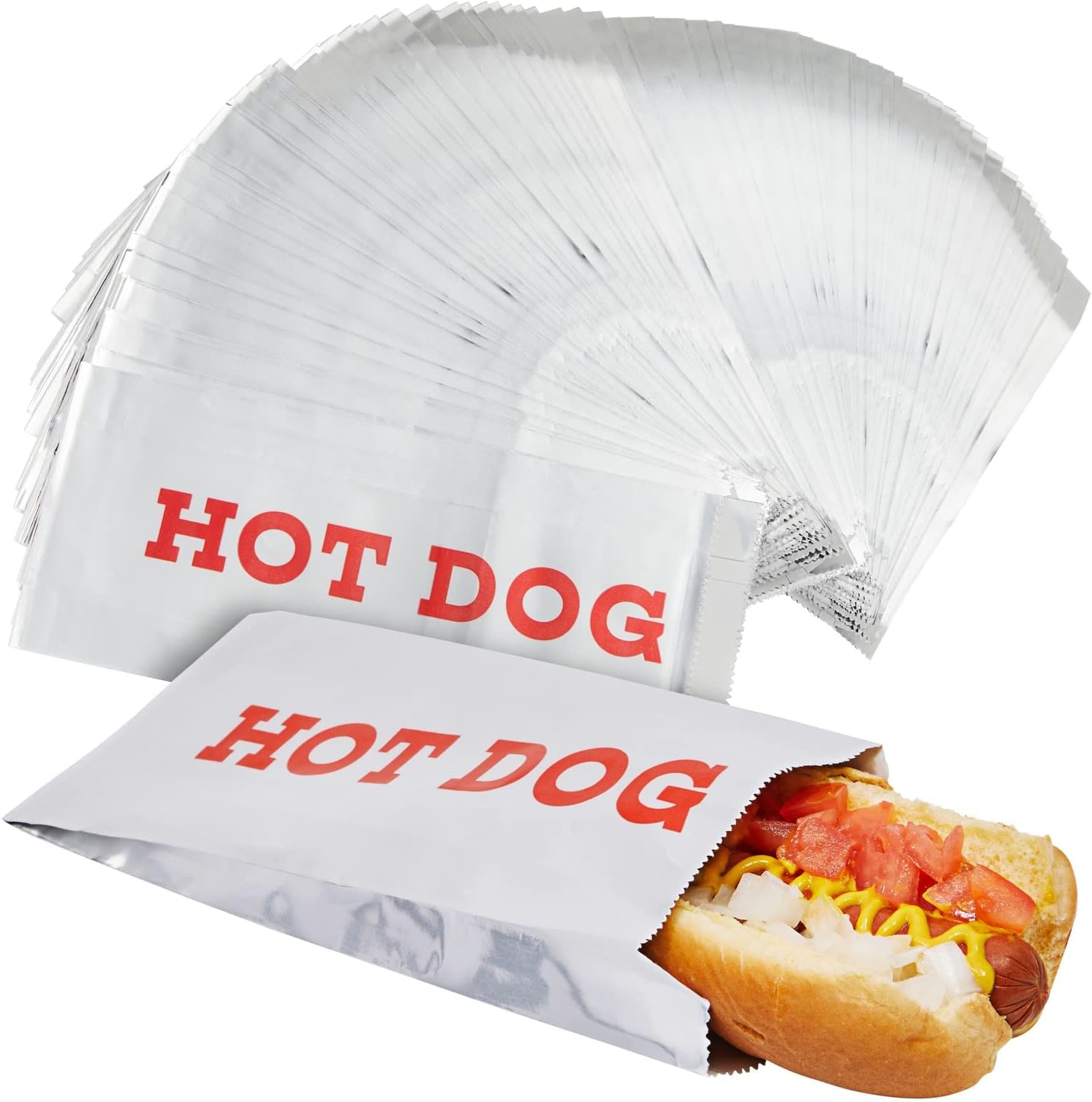 Amazon.com: Grease-proof, Warming Foil Hotdog Wrapper Bags 75pk ...