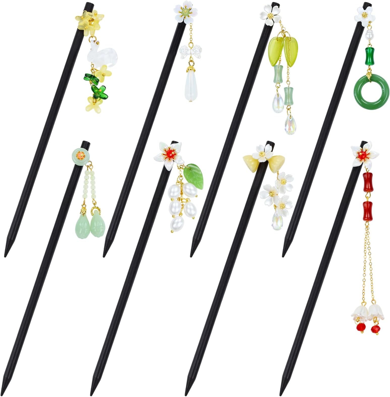 Amazon.com : Lawie 8 Pack Wooden Hair Sticks Wood Chinese Hair Pins ...