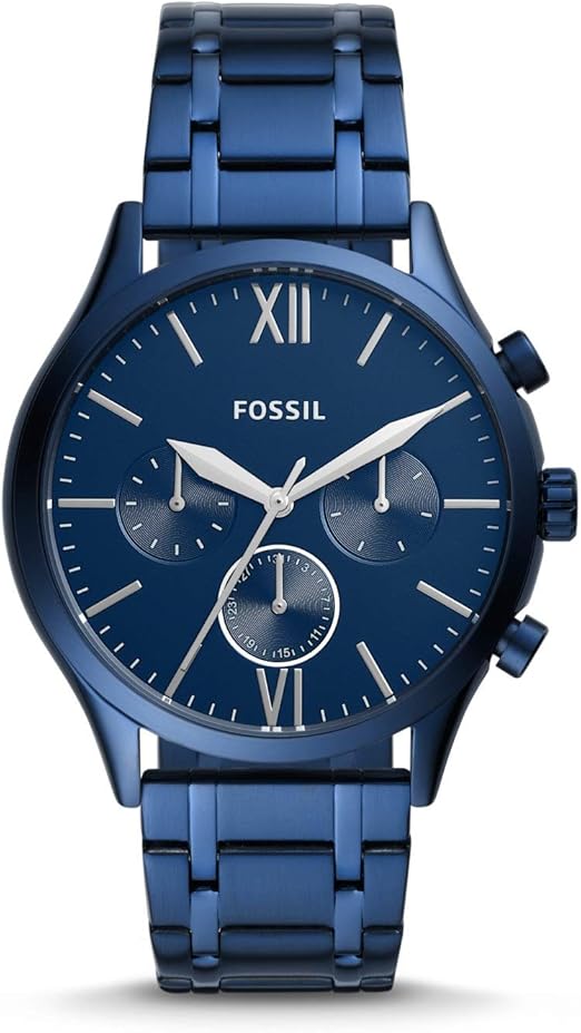 Amazon.com: Fossil Fenmore Midsize Multifunction Navy Stainless Steel ...