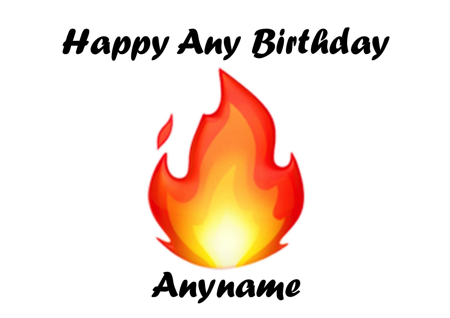 Buy Fire Flame Emoji Personalised Name Age Happy Birthday A4 Easy-Peel ...