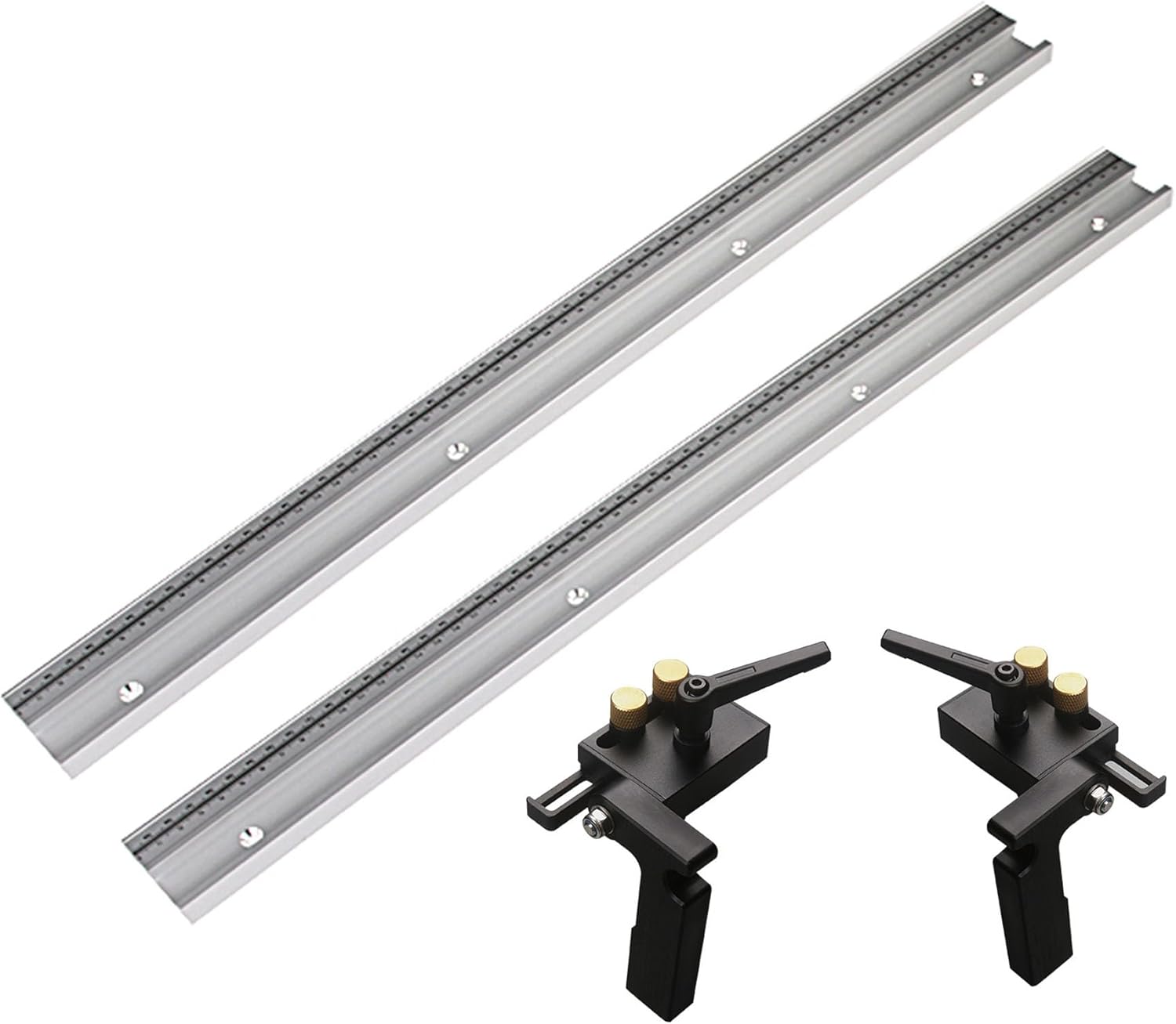 2pcs 50cm Aluminum Double T-Track with scale and 2pcs 65mm Fence Flip ...