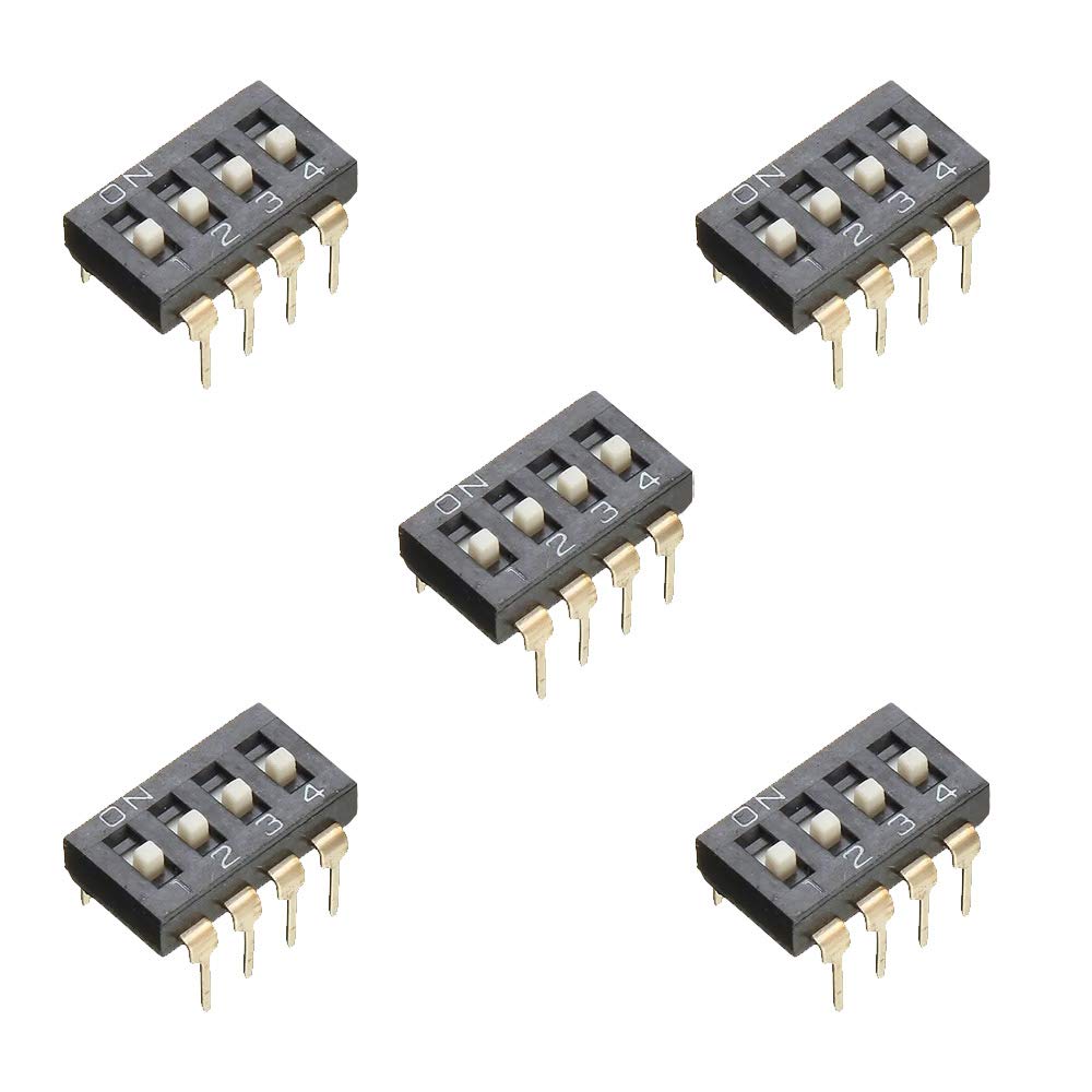 INTERRUPTOR DIP SWITCH 4 POSICIONES NEGRO PARA PROTOBOARD (5 PIEZAS ...