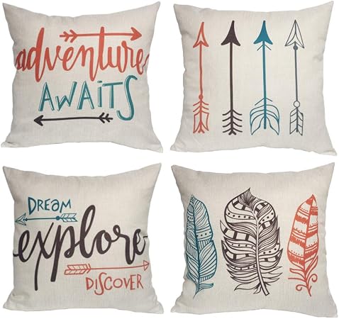 Amazon.com: Feather Arrows Throw Pillow Case Inspirational Words ...