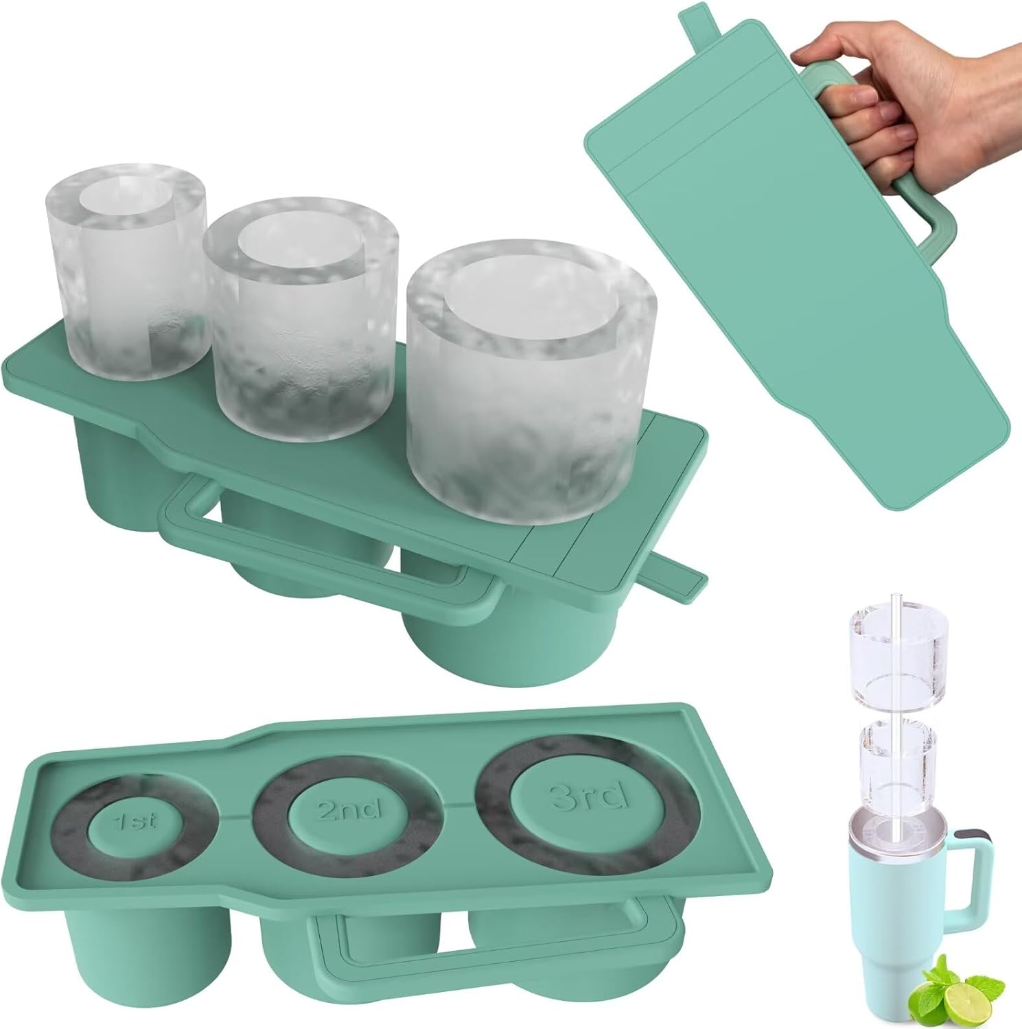 Amazon.com: QUNAWAN Ice Cube Tray for Stanley Cup 30-40oz,Silicone Ice ...