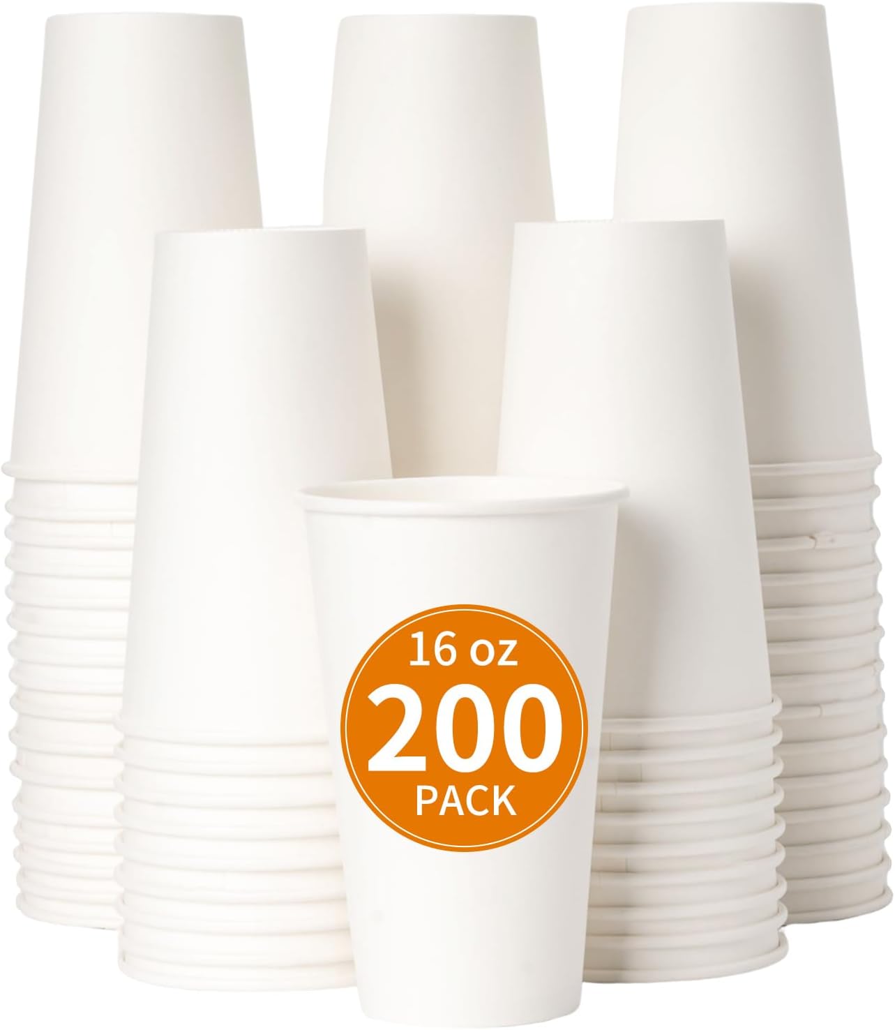 Amazon.com: YEEHAW 16 oz 200 Pack Disposable Paper Coffee Cups, Bulk ...