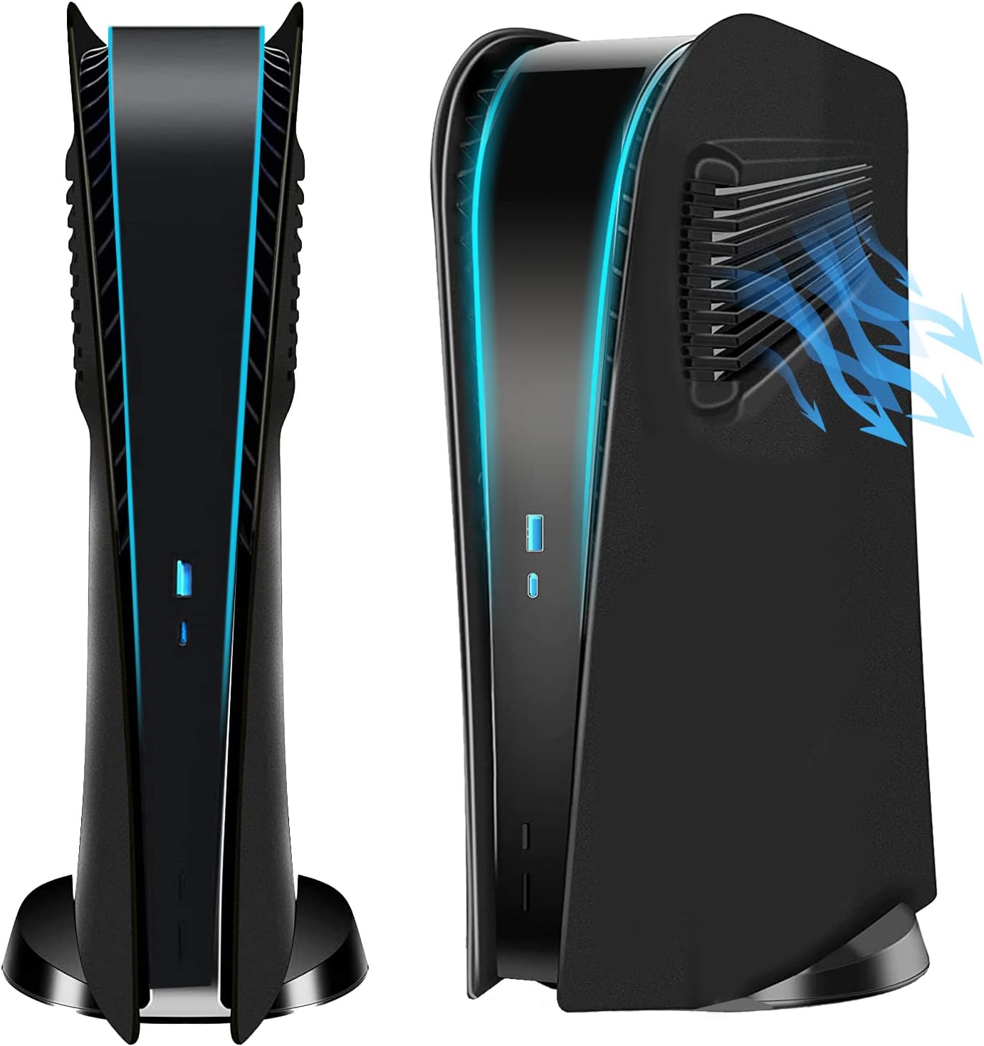 Black PS5 Digital Faceplate with Cooling Vents Cover Curved Replacement ...