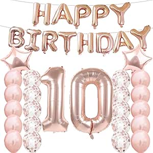 10th Birthday Decorations Party Supplies,10th Birthday Balloons Rose ...