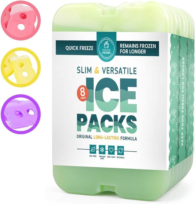 Healthy Packers Ice Pack for Lunch Box - Freezer Packs - Original Cool ...