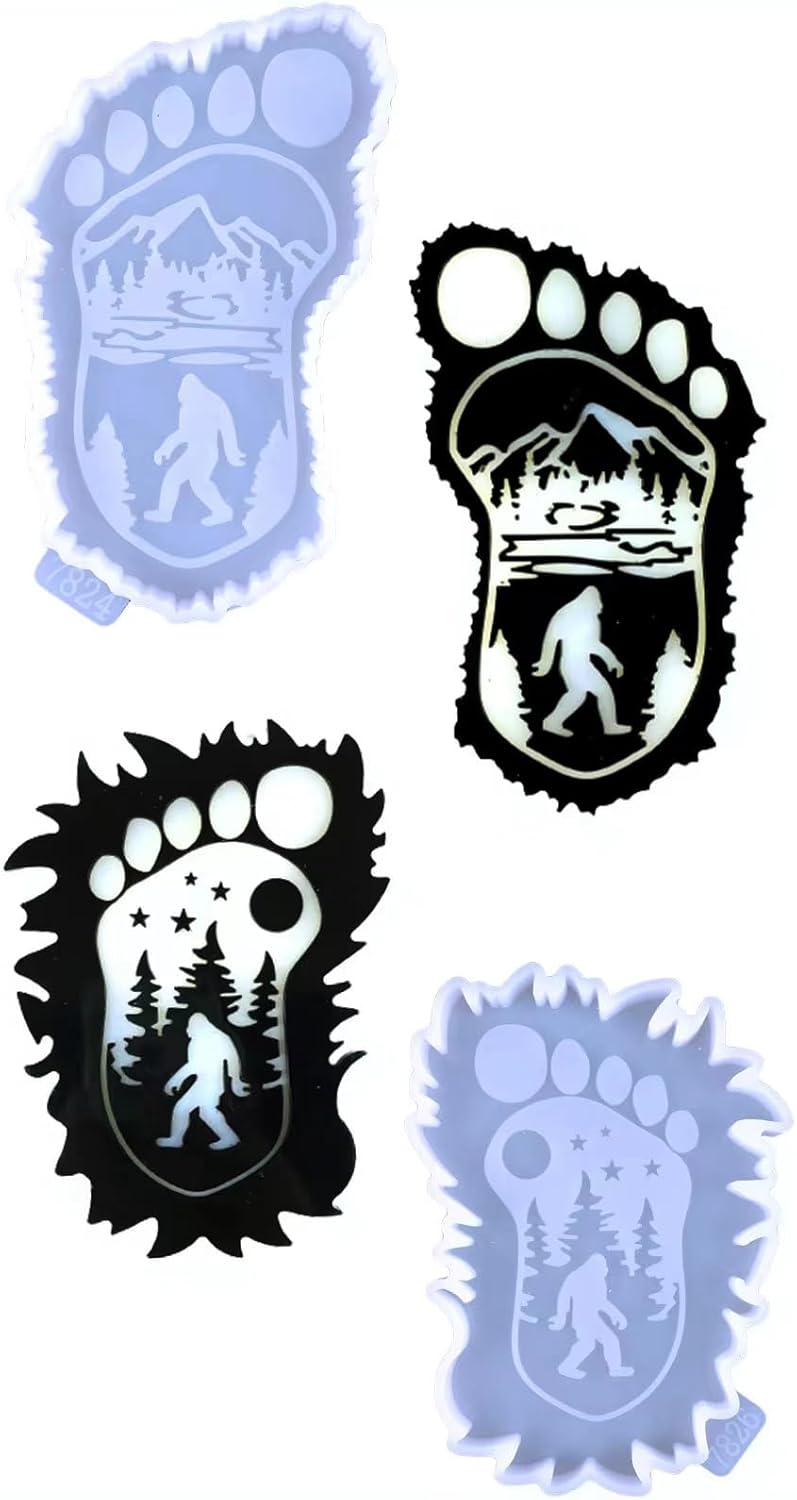 2pcs Foot Coaster Silicone Molds, Bigfoot Sasquatch Epoxy Resin Casting ...