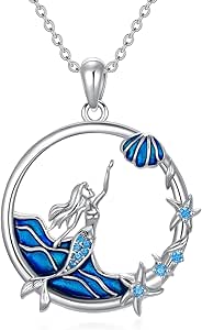 Amazon.com: SELKAT Mermaid Necklace 925 Sterling Silver Sea Little ...