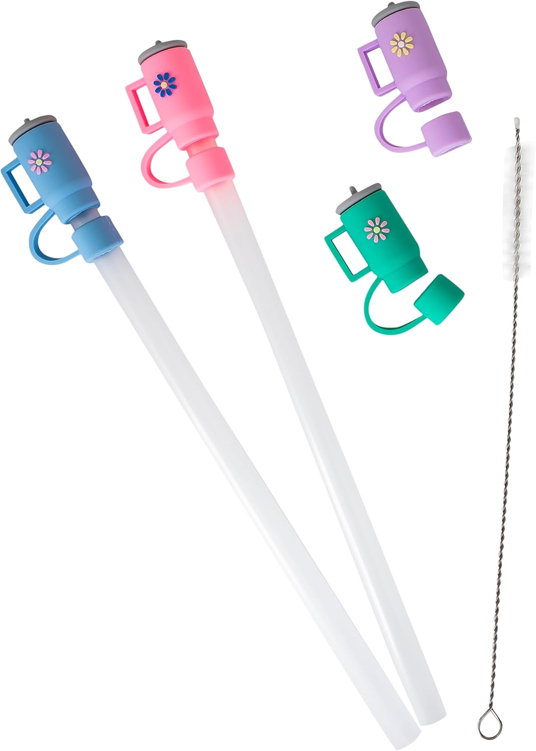 Amazon.com: Straw Cover Caps-7pcs Silicone Straw Protector, Reusable ...