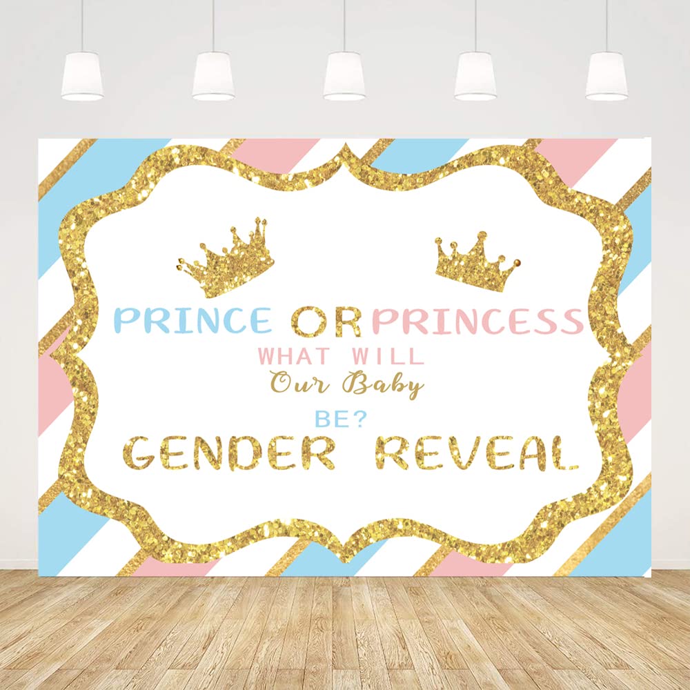 Buy Ticuenicoa 5x3ft Gold Stripes and Crowns Gender Reveal Backdrop ...