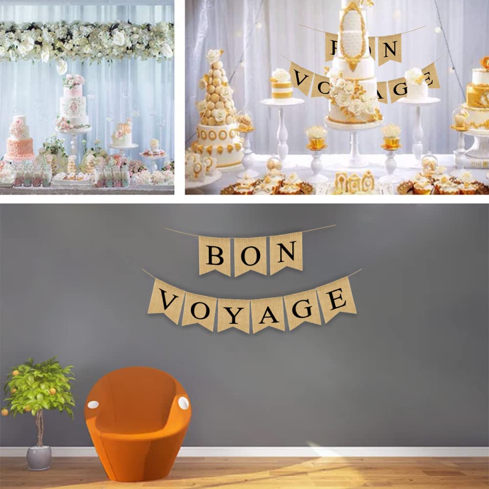 Bon Voyage Banner Burlap Banner Bon Voyage Party Banner for Farewell ...