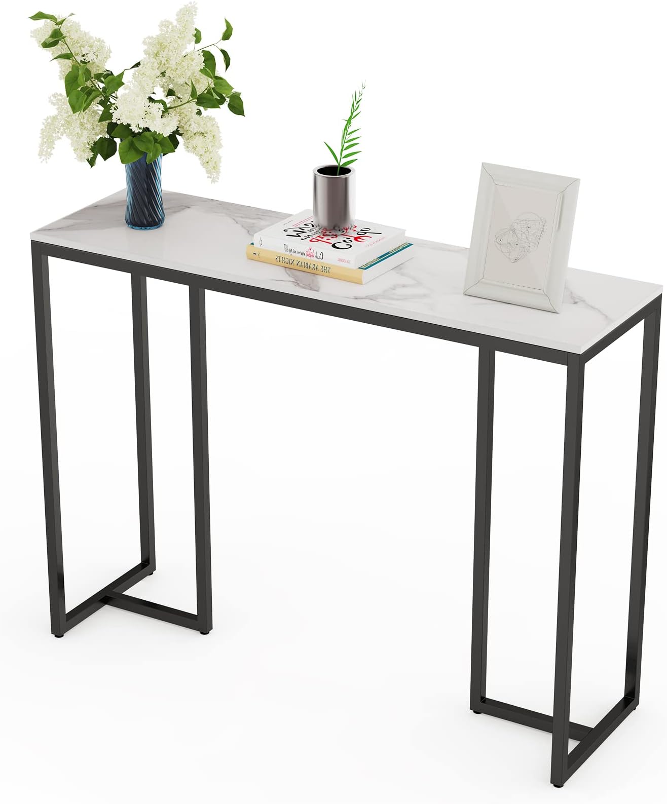 FATIVO 2 Tier Console Table Hallway Unit: Marble Top Consoles Desk ...