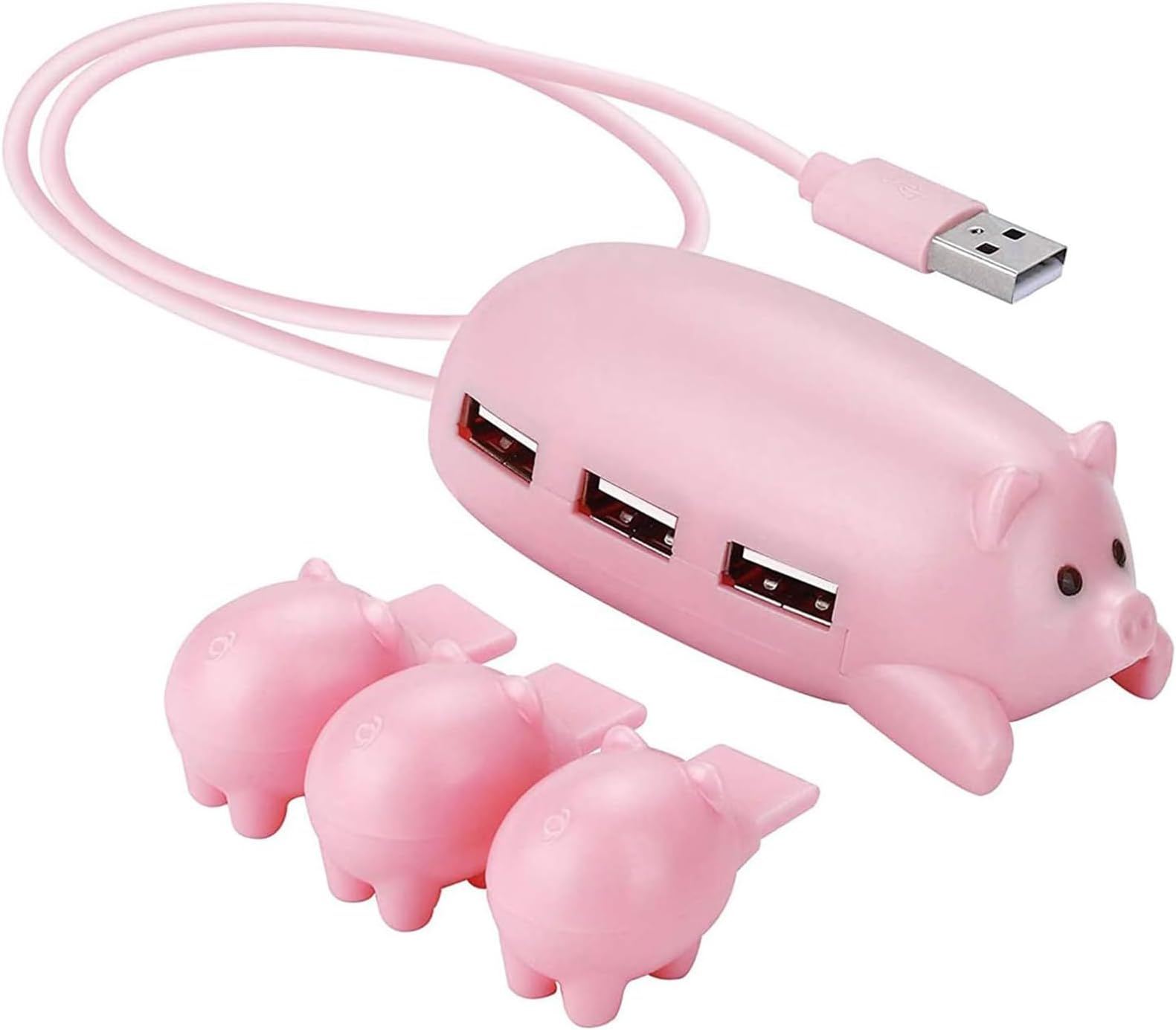 Amazon.com: JoyReken Pink Pig USB Hub, 3-Port Cute USB Hub with 3 ...