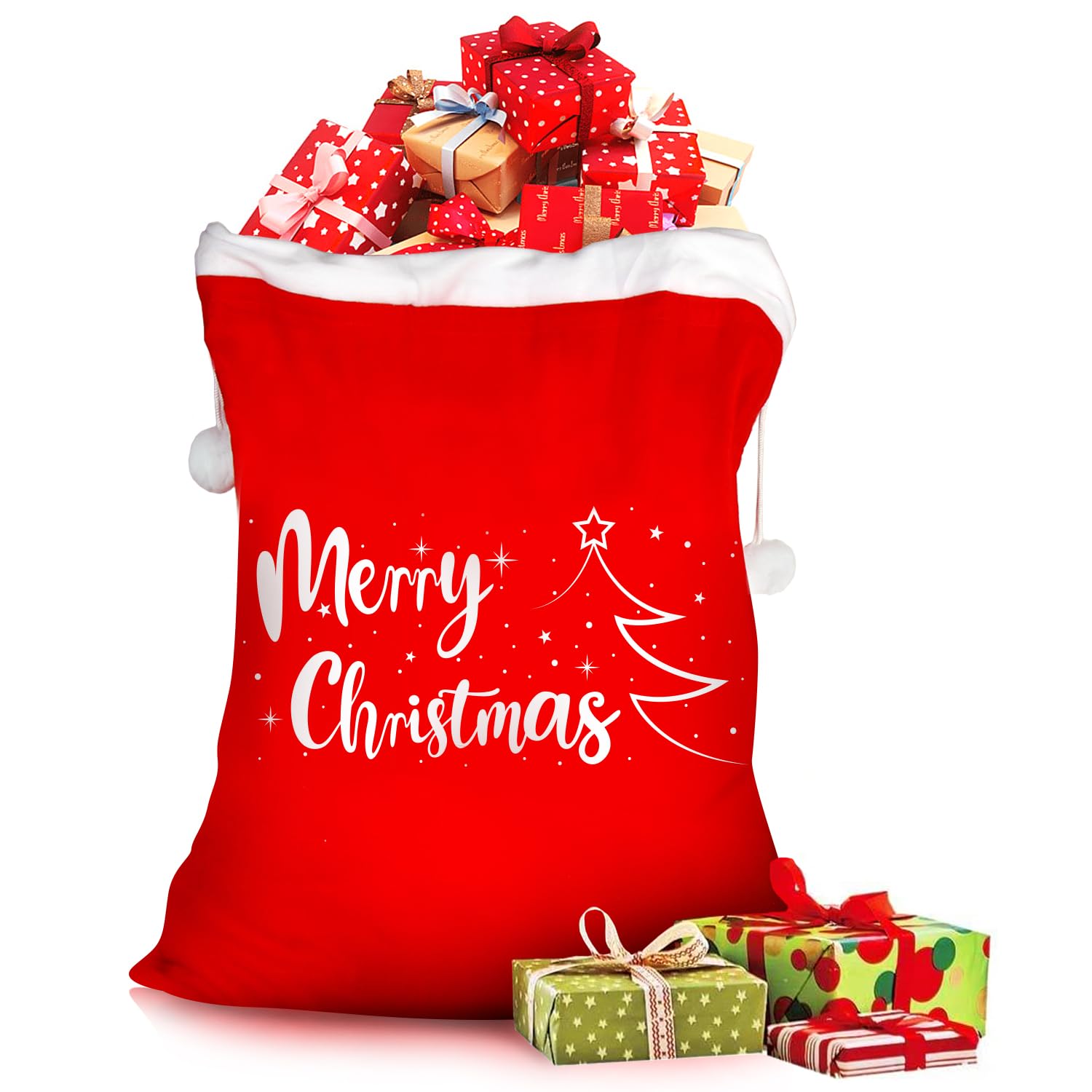 Amazon.com: FOIMAS Christmas Santa Sack,43x27 inch Jumbo Velvet Santa ...