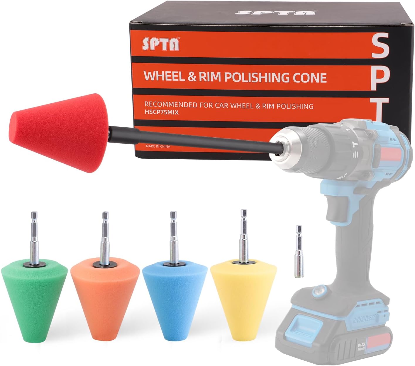 Amazon.com: Polishing Cone, SPTA Car Wheel Hub Drill Buffing Sponge ...