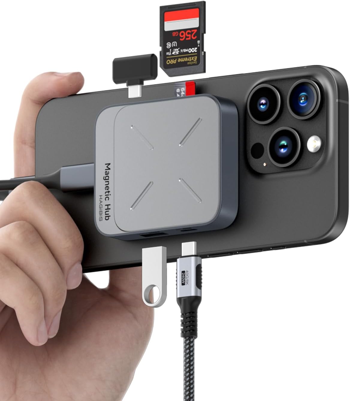 Amazon.com: Hagibis Magnetic USB C Hub with Magsafe for iPhone 17 16 15 ...