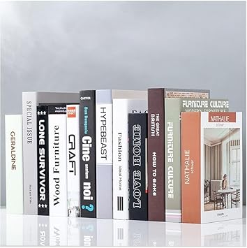 Decorative Books Set,12 Pieces Fashion Fake Book Modern Hardcover ...
