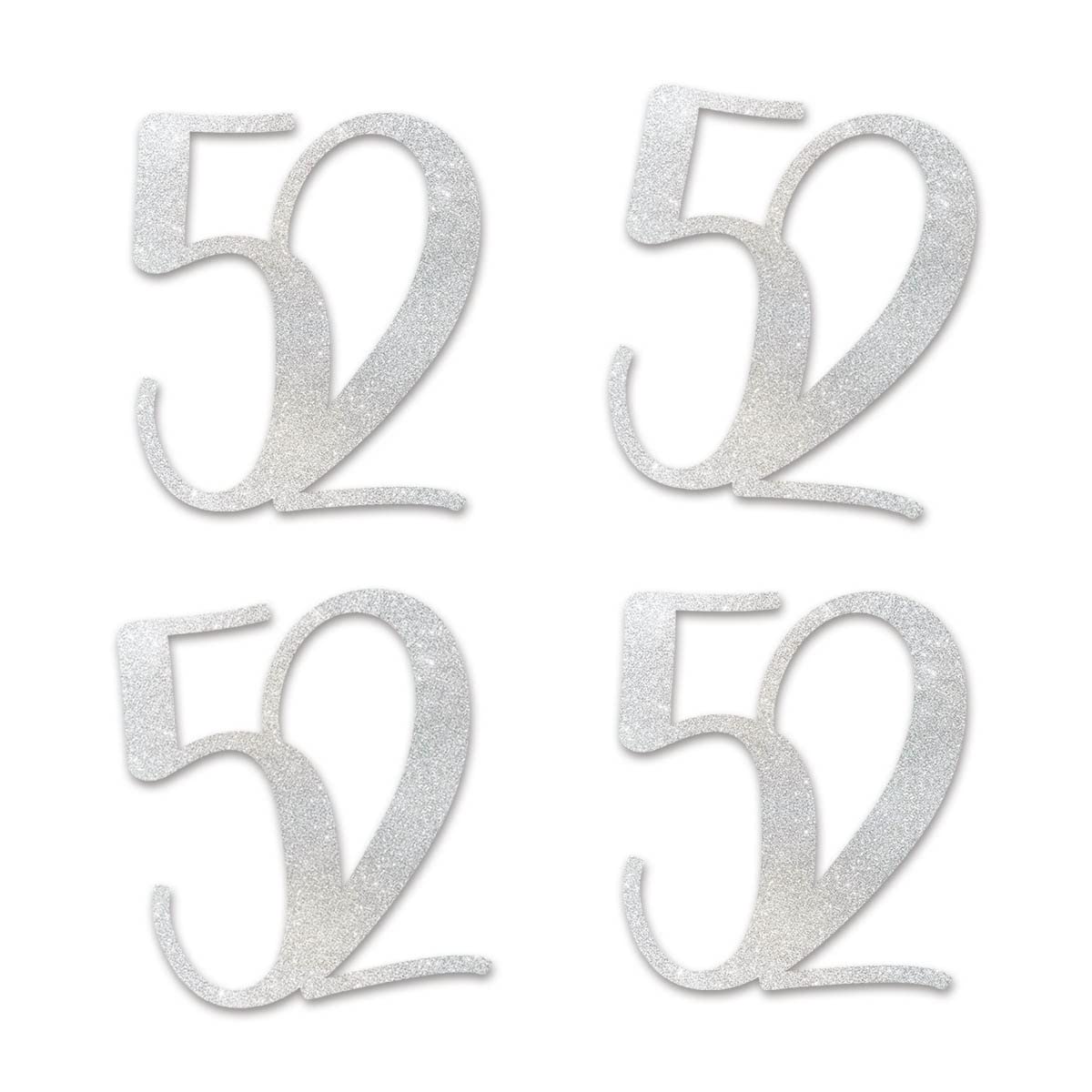 Amazon.com: Silver Glitter 52 Cut-Out Numbers, 52nd Birthday Party ...