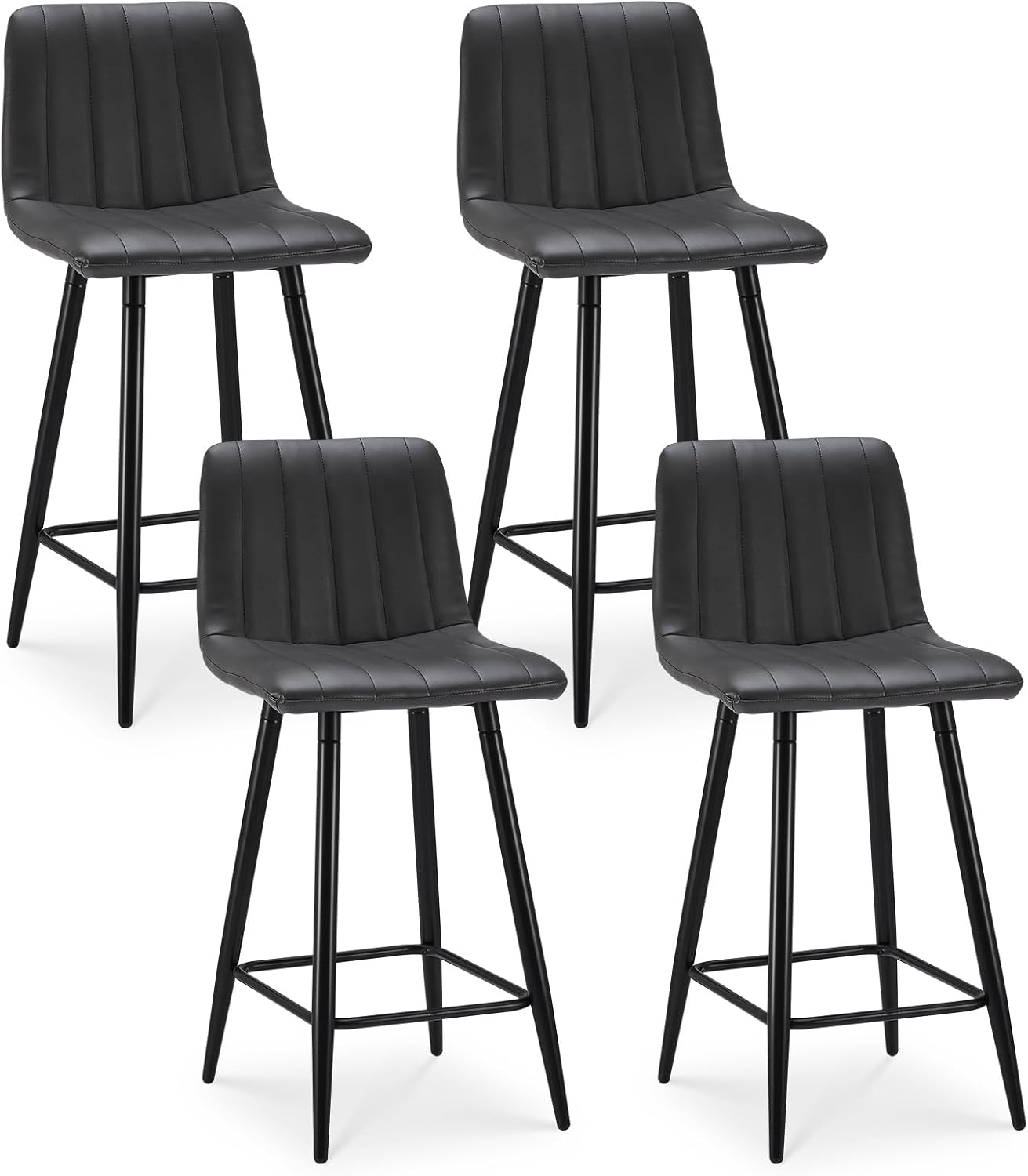 Amazon.com: CLIPOP Bar Stools Set of 4, Faux Leather Bartool with Back ...