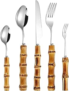 Amazon.com: 90-piece bamboo silverware cutlery set for 18, bamboo ...