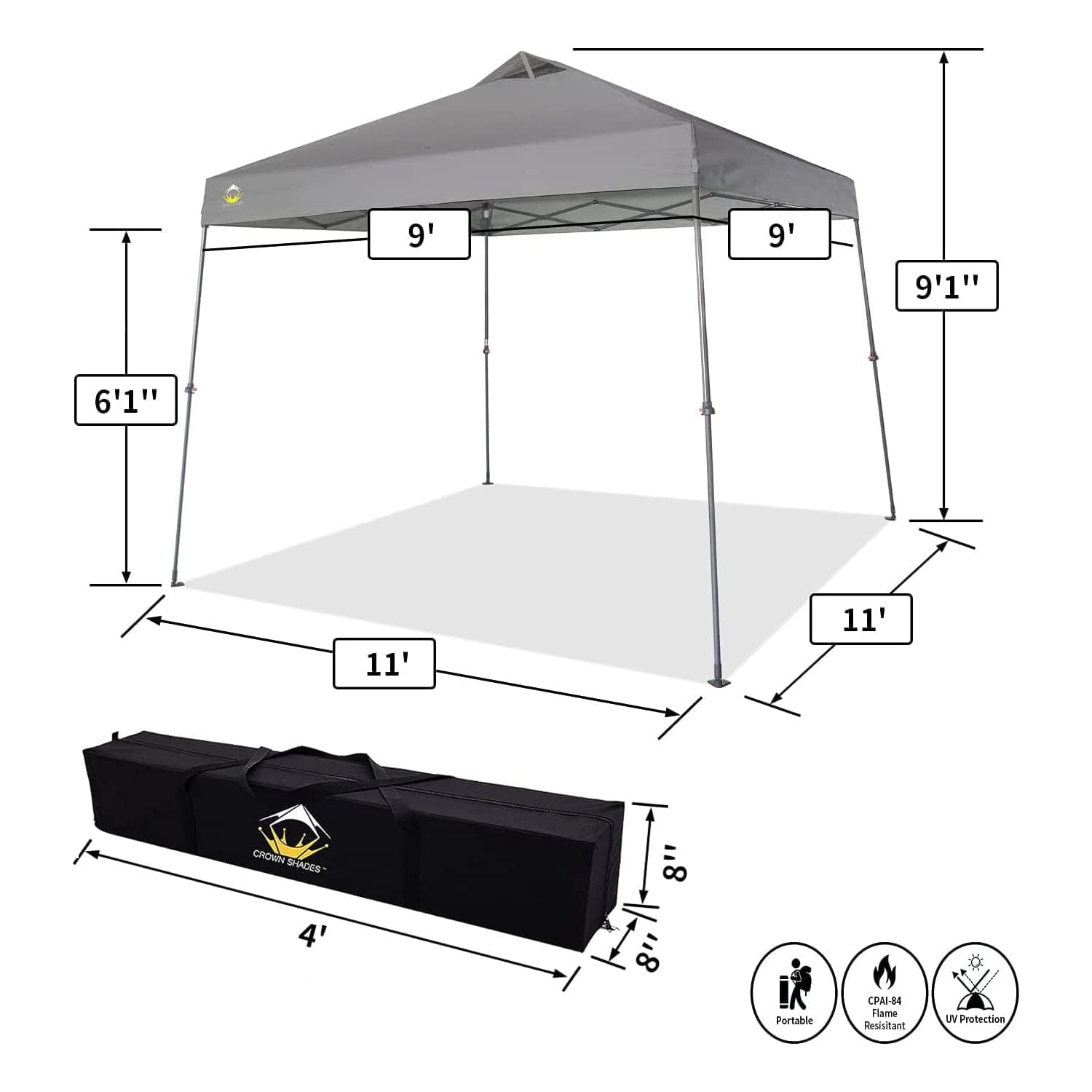 Snapklik.com : CROWN SHADES 9x9 Pop Up Canopy Tent Slanted Legs For ...