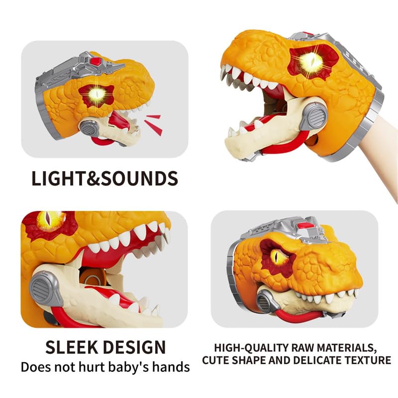Dinosaur Hand Puppets Toy – Animal Head with Roaring Sound and Light ...