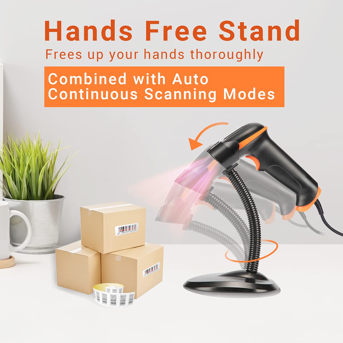 Tera 1D Barcode Scanner USB Wired with Stand, Long Range High Speed ...