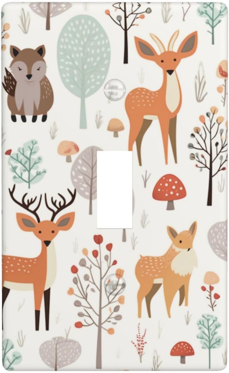 Cartoon Animal Deer Bear Fox Light Switch Cover Plates Decorative ...
