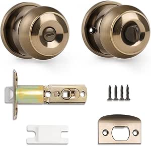 Probrico 6 Pack Cove Privacy Interior Door Knobs Bulk Bedromm and Bathroom Door Handle Keyless ...
