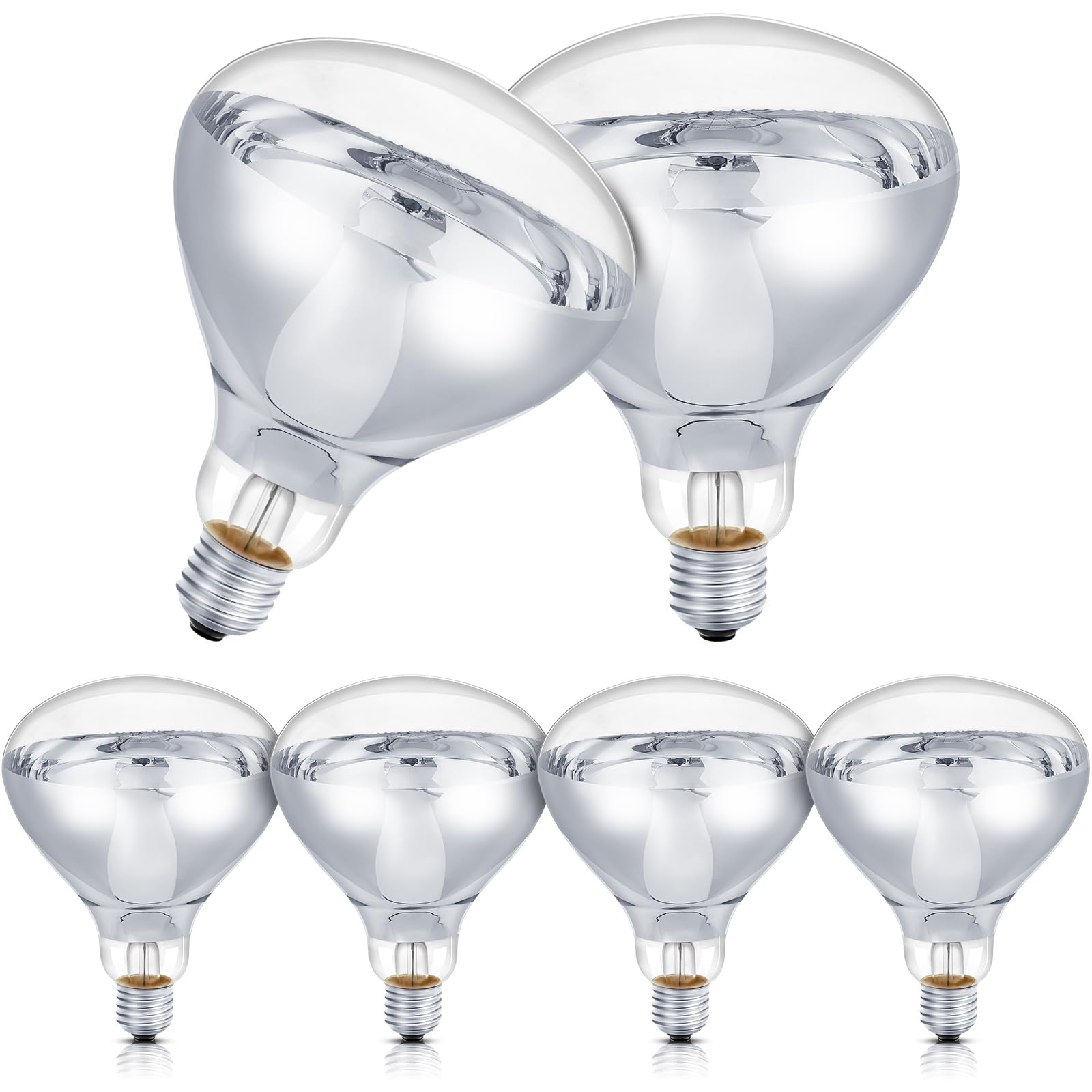 Tujoe 6 Pcs 110V Clear Infrared Heat Bulbs Heat Lamp Bulbs Medium E26 ...