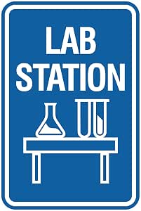 Amazon.com : Signs ByLITA Portrait Round Lab Station Sign (Blue ...