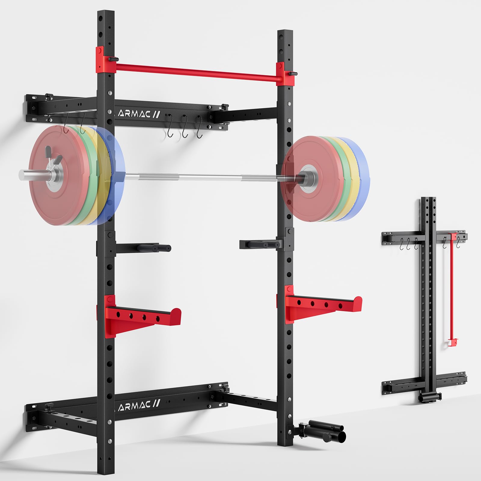 Armac Folding Wall Mounted Squat Rack Foldable Power Rack Pull ...