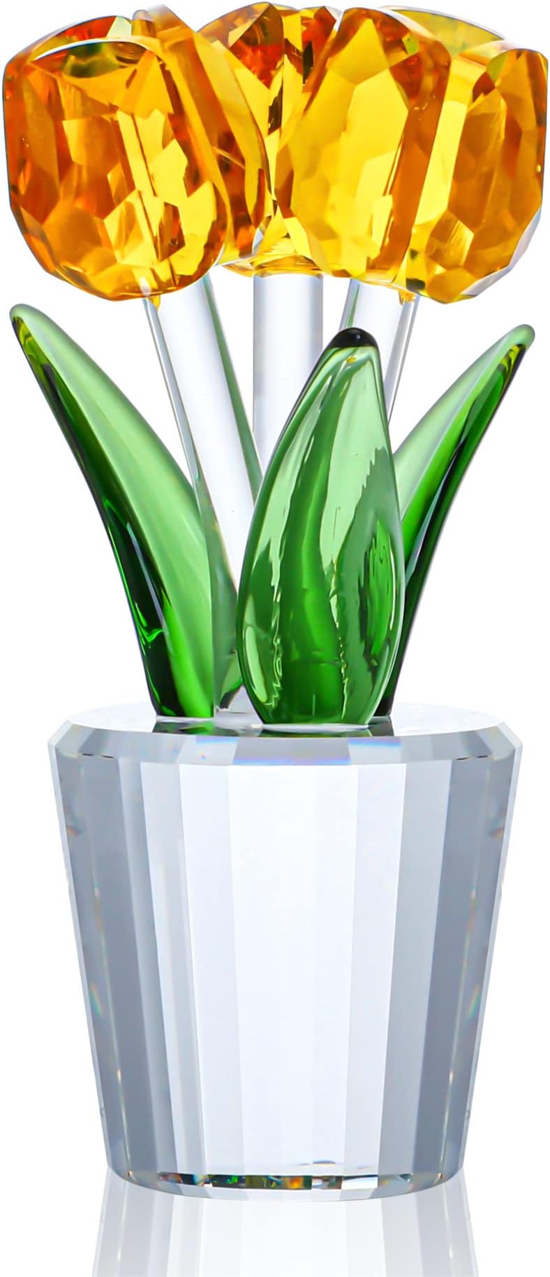 Amazon.com: Qianwei Crystal Tulips Flowers Figurine Blue with Vase ...