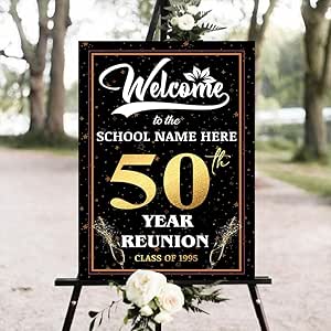 Amazon.com: ANTEQUE Personalized Class Reunion Welcome Sign, Class Reunion Decorations, 50th ...