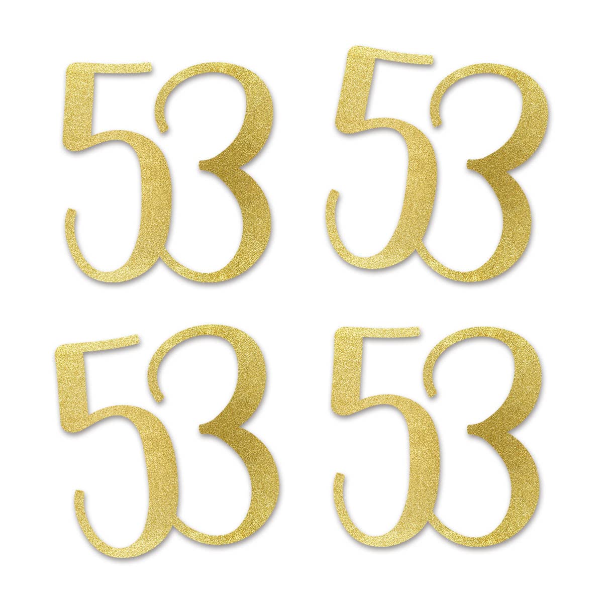 Amazon.com: Gold Glitter 53 Cut-Out Numbers, 53rd Birthday Party ...
