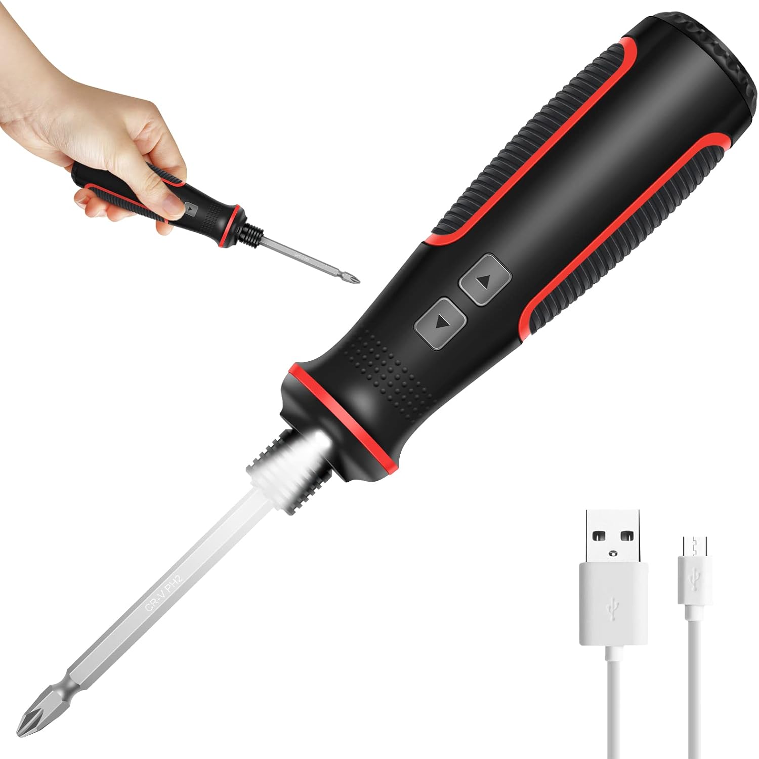 Electric Screwdriver Rechargeable Cordless Screwdriver with LED Light ...