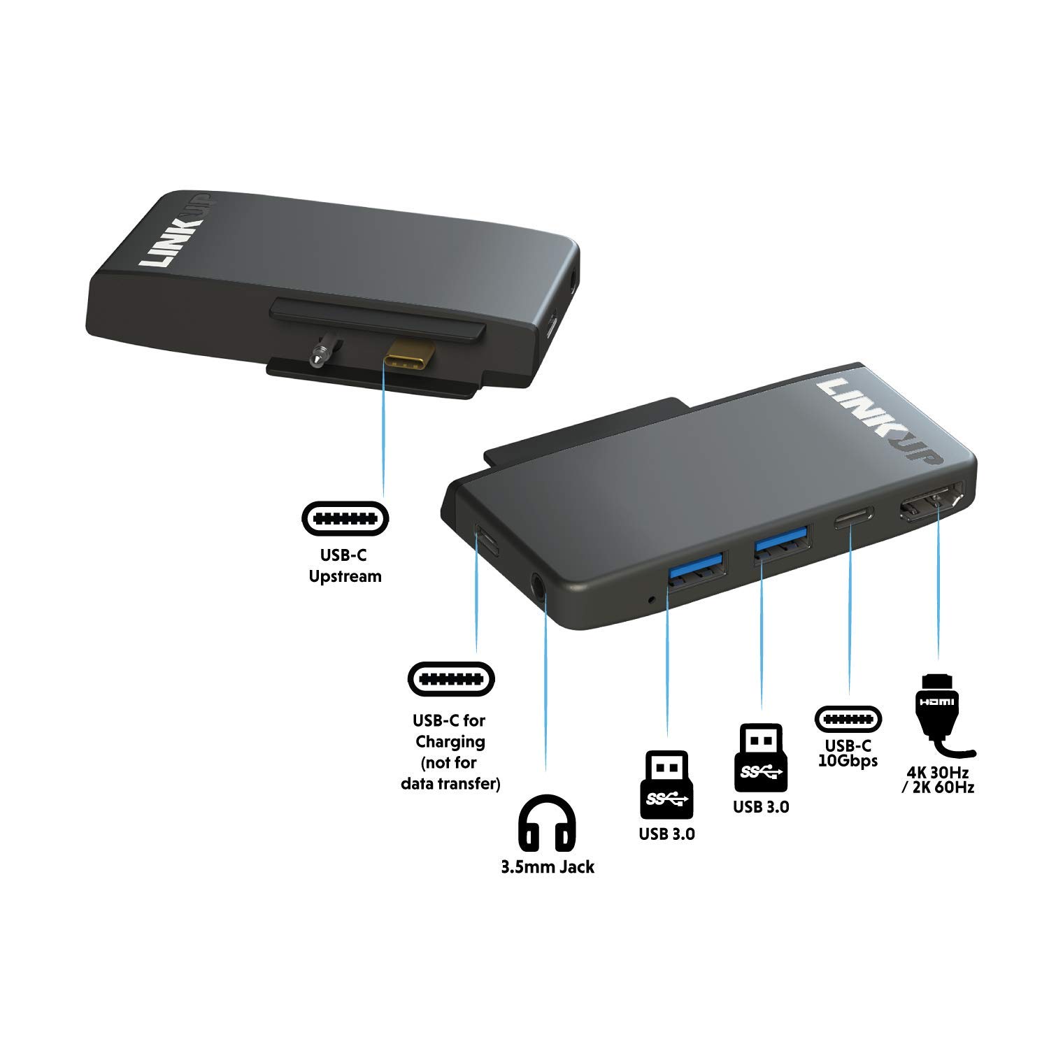 Snapklik.com : LINKUP - Microsoft Surface GO Compatible Docking Station HDMI Audio USB C Dock 6 ...