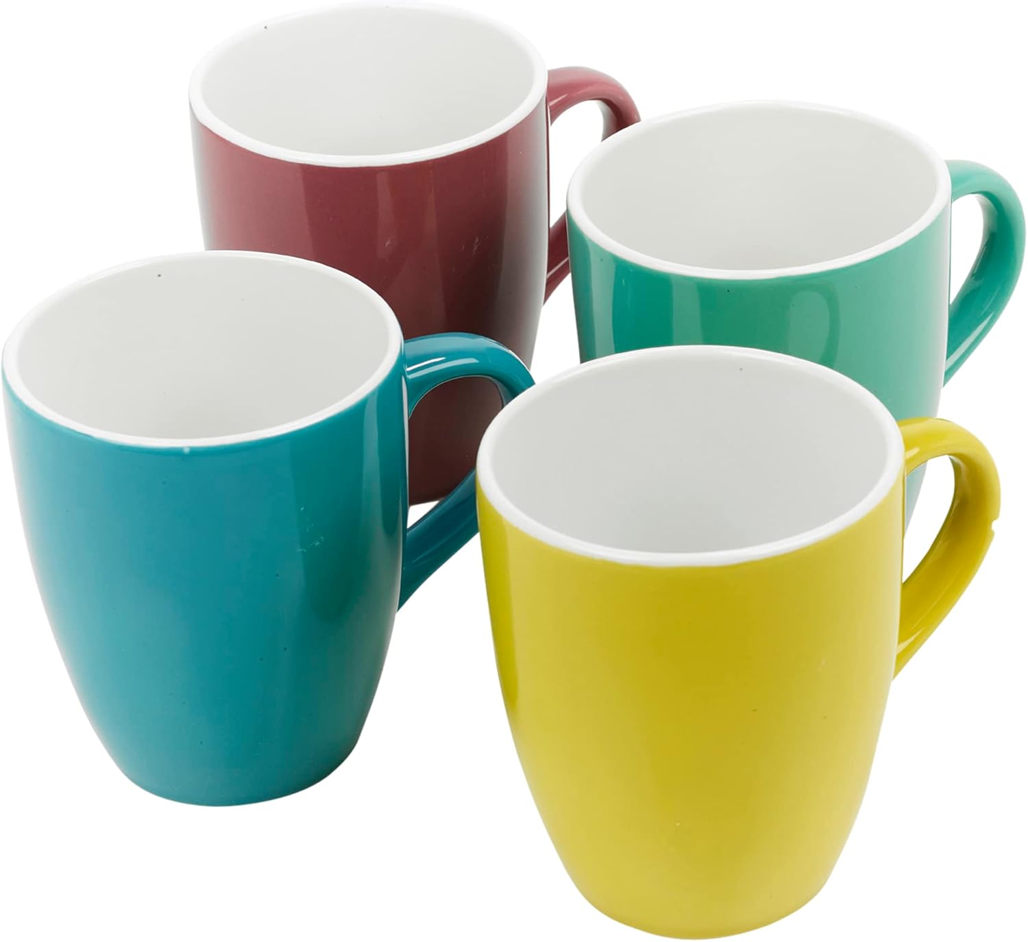 URBN-CHEF Set of 4 Multicoloured Porcelain Mugs Coloured Coffee Mugs ...